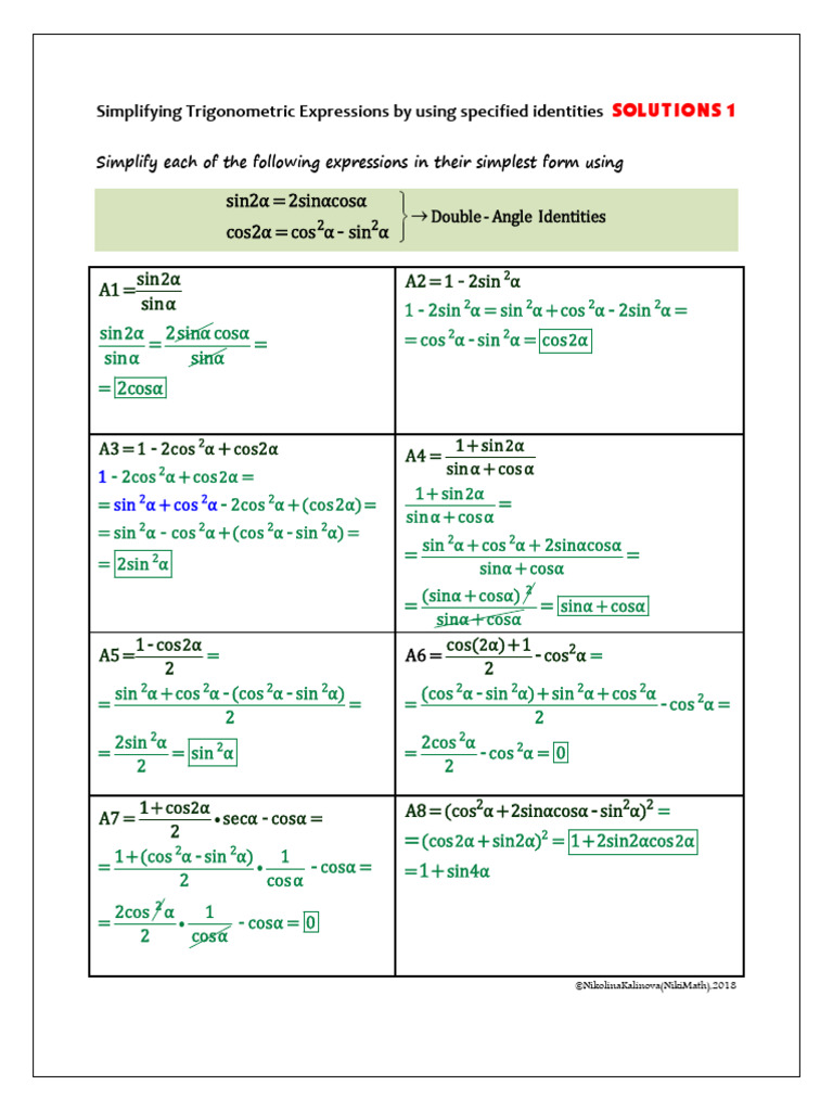 Simplifying Trigonometric Expressions | PDF | Trigonometry | Trigonometric Functions