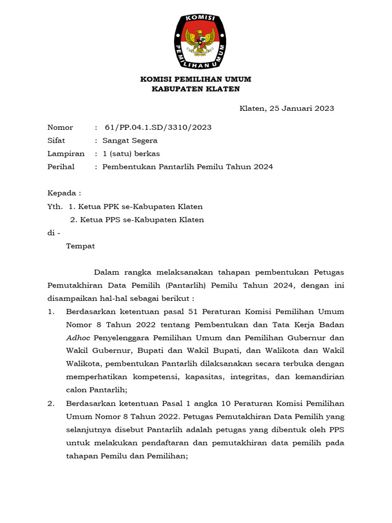 Surat Pembentukan Pantarlih Pdf Hukum