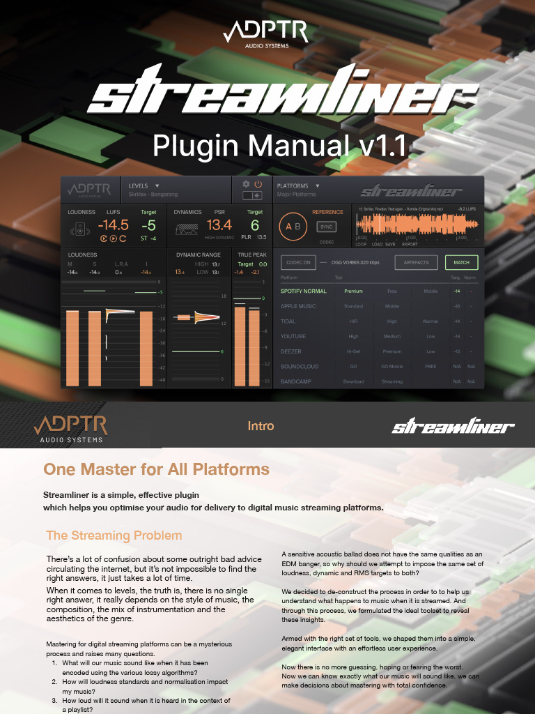ADPTR Streamliner Manual | PDF | Codec | Computing