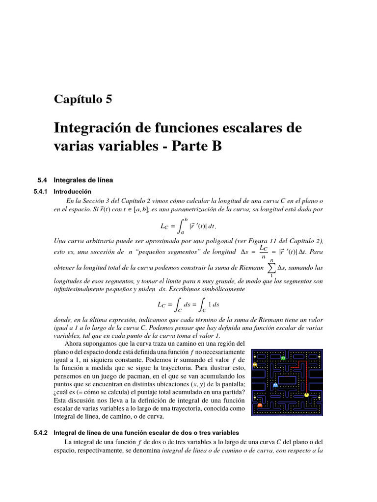 Integración de Funciones Escalares de Varias Variables - Parte B | PDF | Integral | Curva