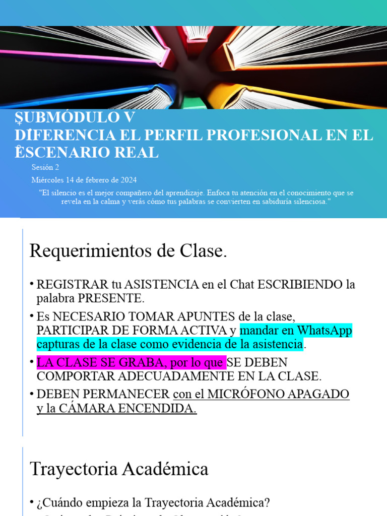 Submódulo V Diferencia El Perfil Profesional en El Escenario Real - Sesion 2 - 22 - Feb - 2021 | PDF