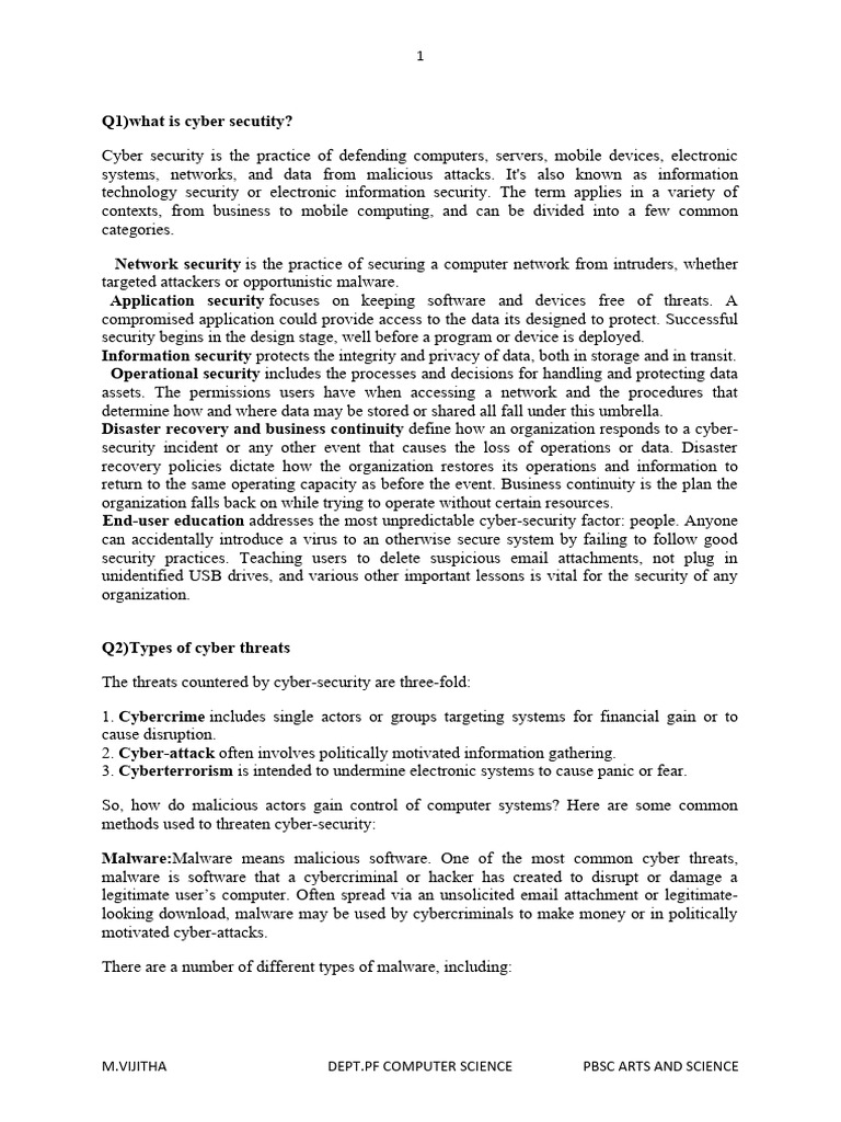 Cyber Security Material | PDF | Malware | Denial Of Service Attack