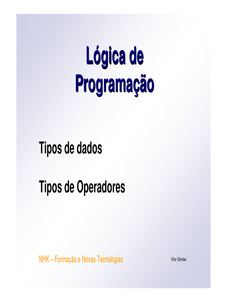 TiposDados TiposOperadores | PDF | Lógica matemática | Informática