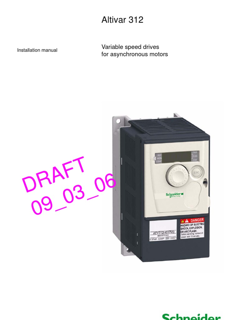 ATV312 Installation Manual 090306 | PDF | Cable | Electrical Wiring
