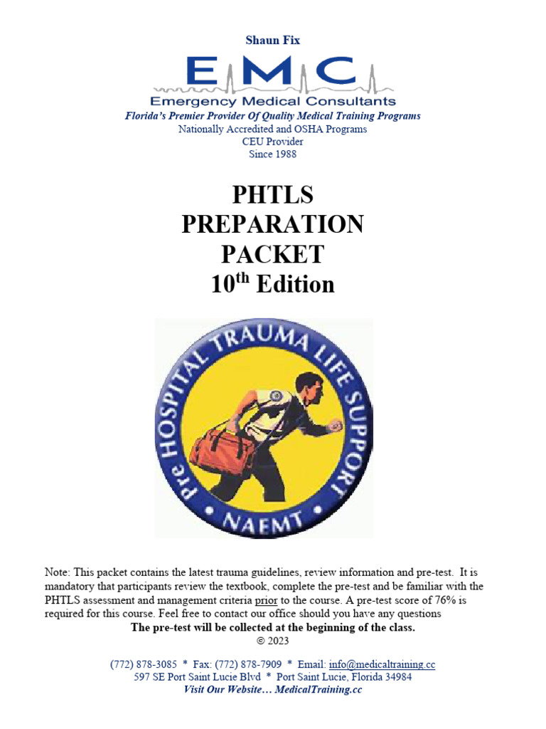 Phtls 10th Ed. Prep Packet | PDF | Shock (Circulatory) | Injury