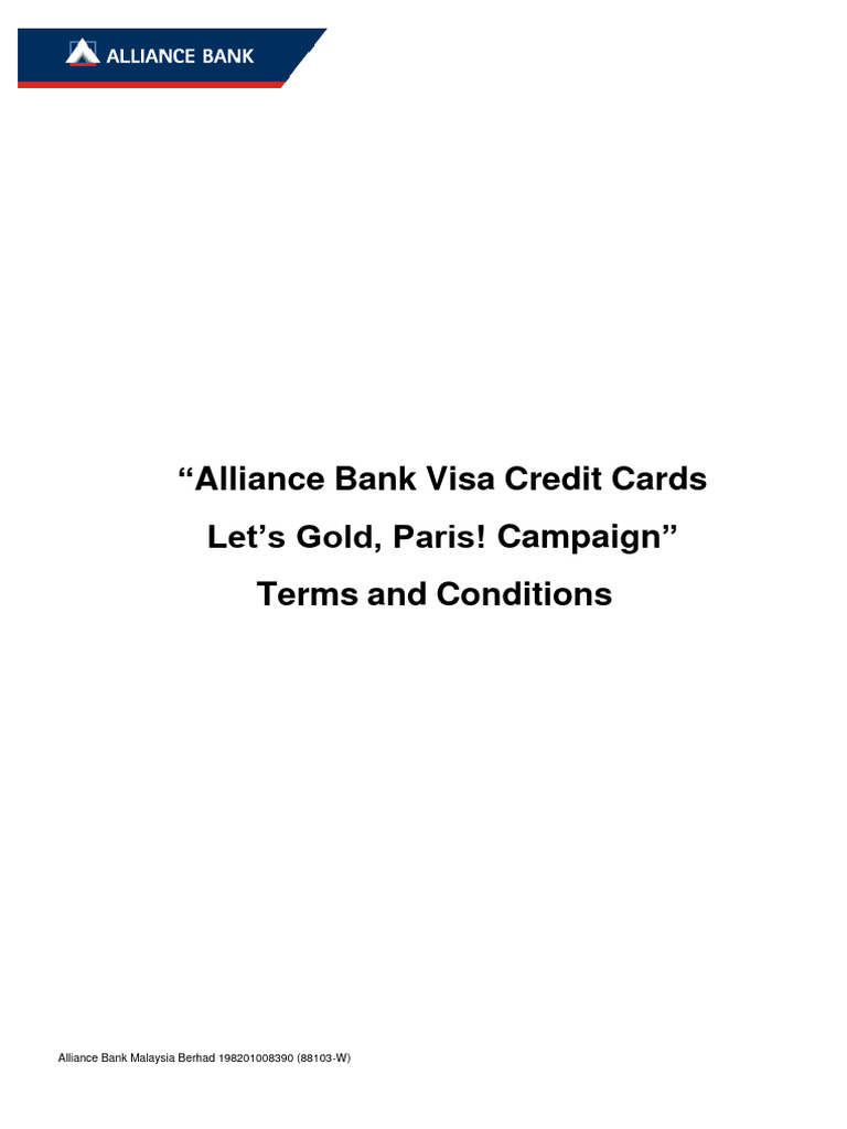 Alliance Bank Visa Credit Card Campaign | PDF | Credit Card | Private Law
