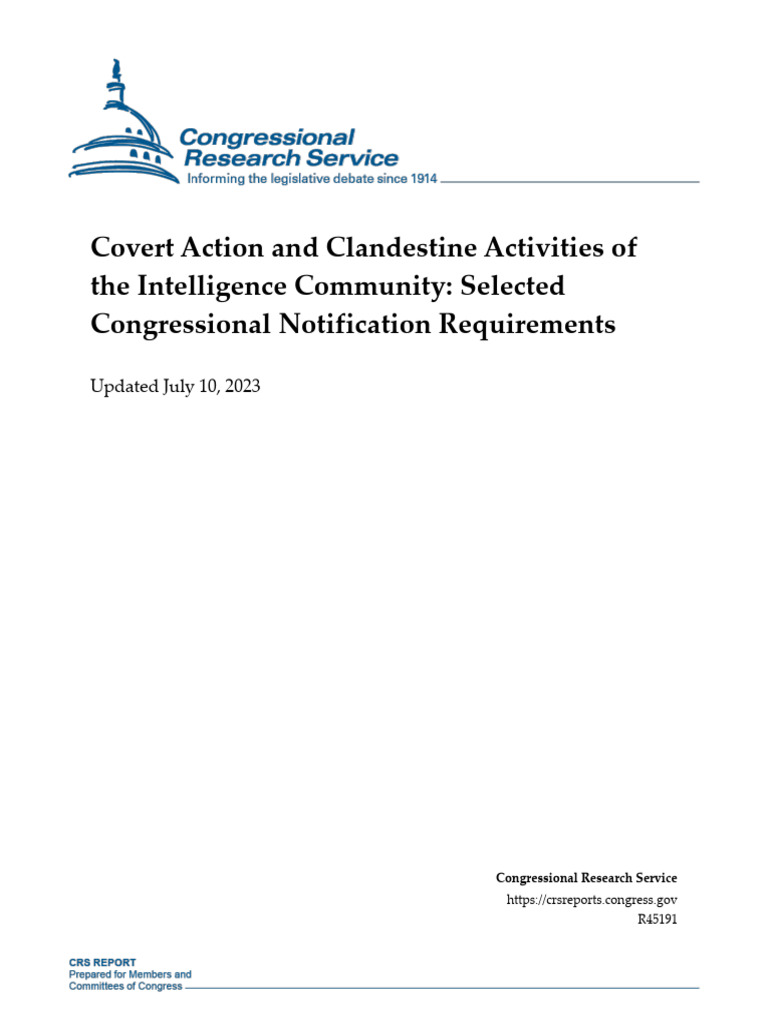 Covert Action and Clandestine Activities of The Intelligence Community ...