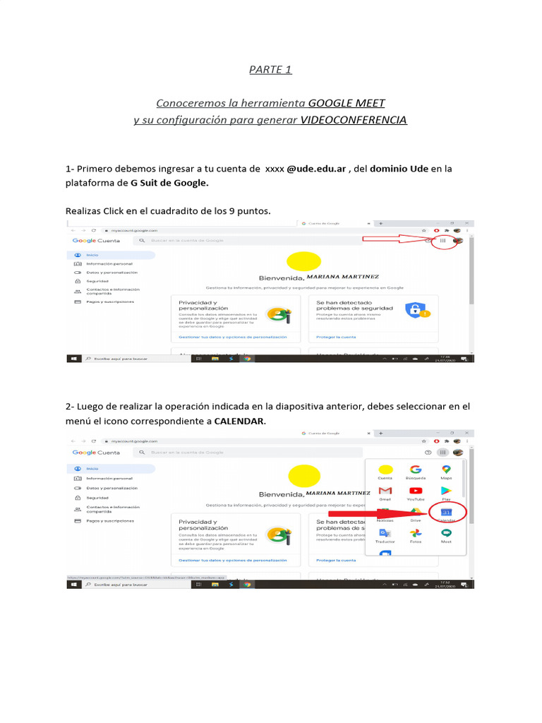 Tutorial GOOGLE MEET parte 1 | PDF