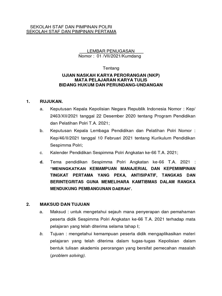 Penugasan NKP 1 Angkatan 66 | PDF