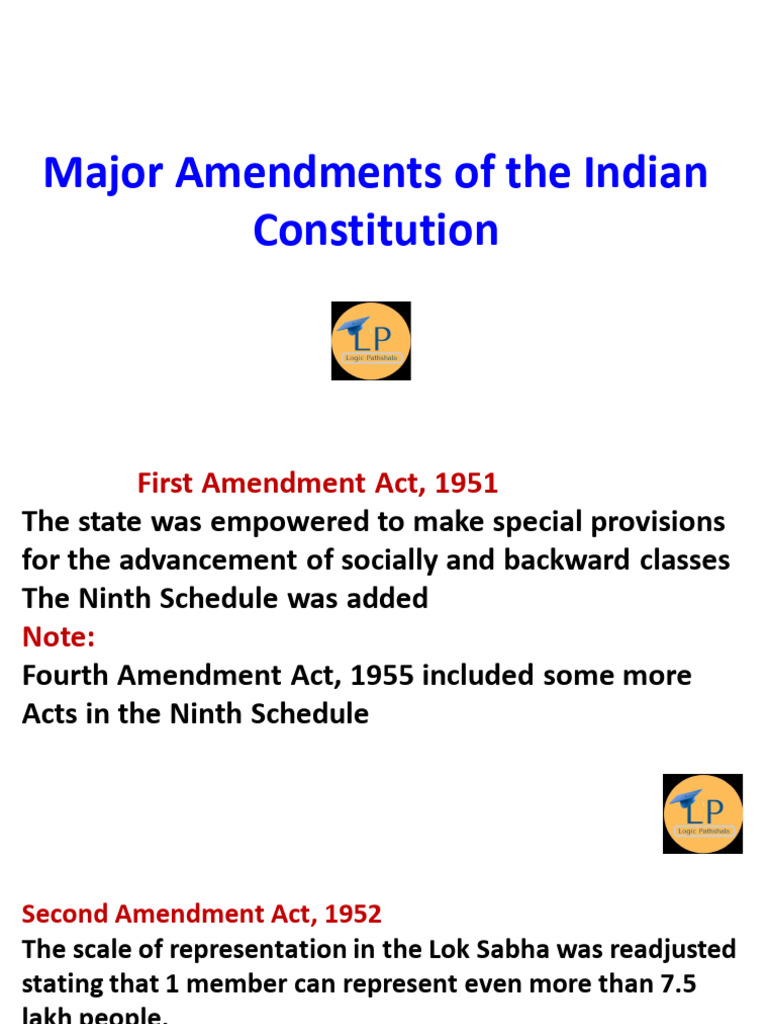 Major Amendments of Indian Constitution | Download Free PDF | Justice ...