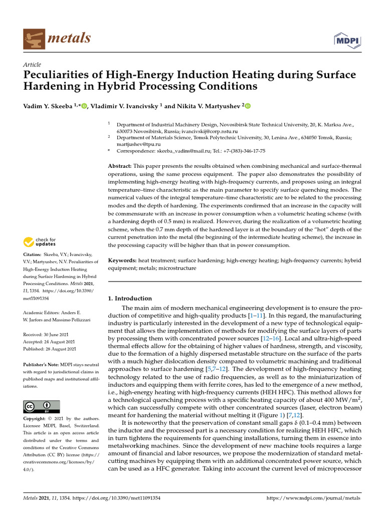 Metals 11 01354 v2 | PDF | Finite Element Method | Thermal Conduction
