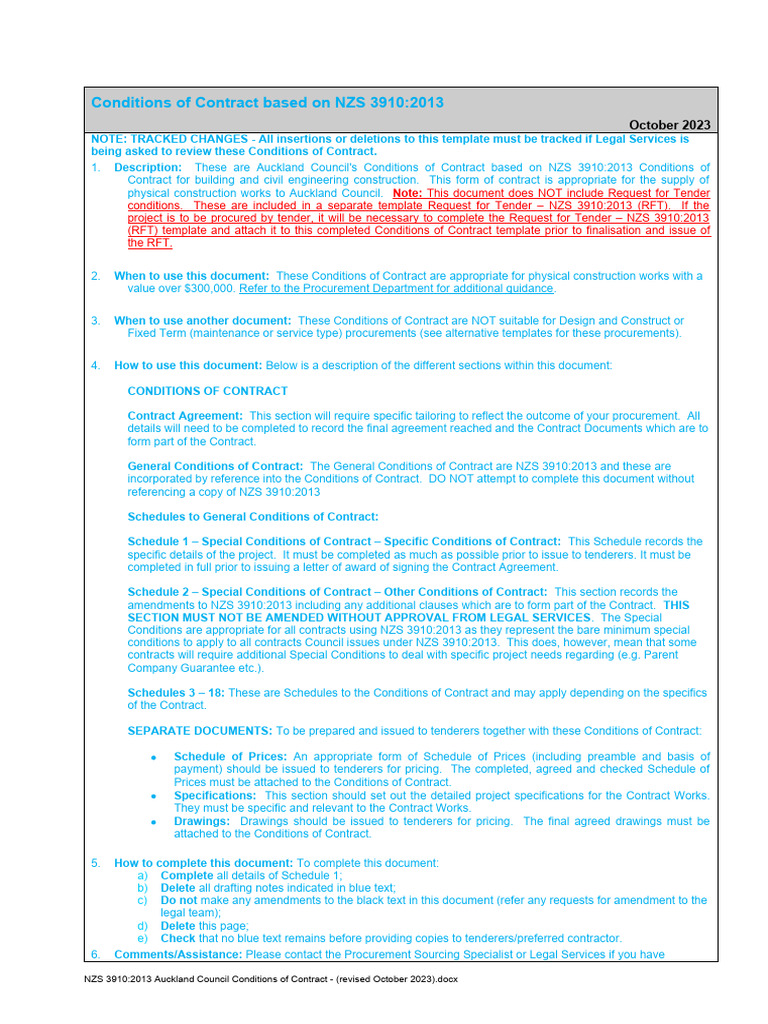 Auckland Council NZS 3910 Conditions of Contract - (Revised October ...