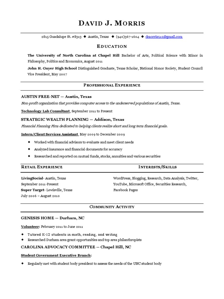 David J Resume | PDF | Wellness