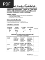 Interactive Student Notebook Grading Rubric | PDF | Business