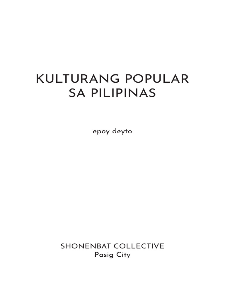 Kulturang Popular Sa Pilipinas | PDF