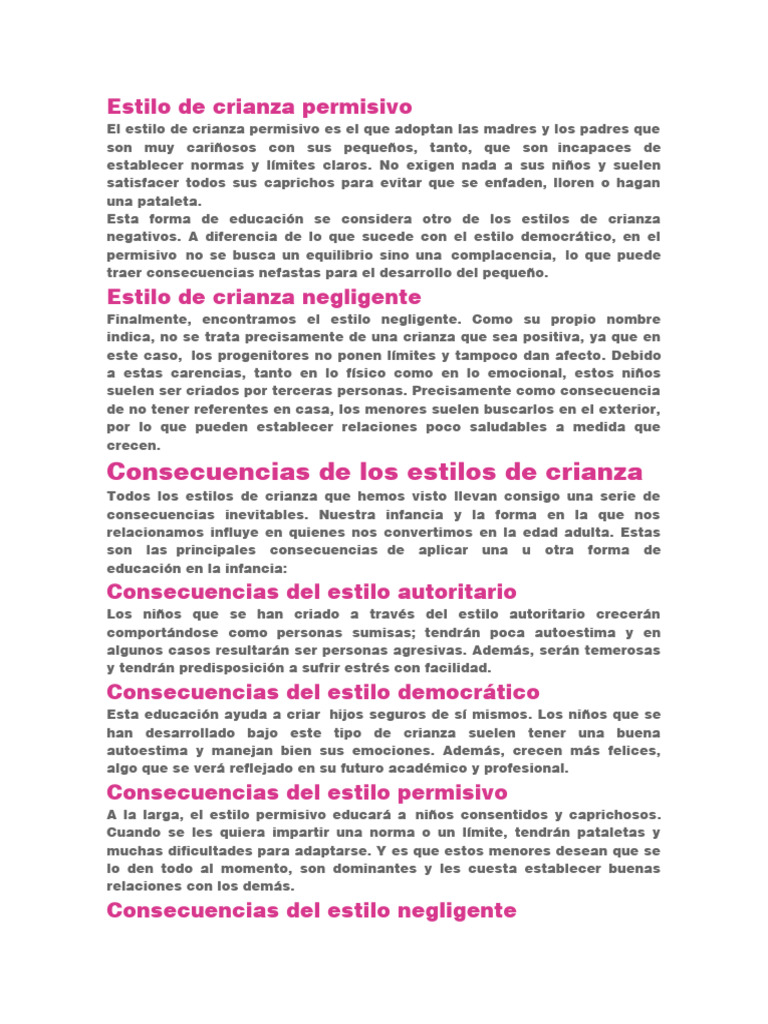 Estilo de Crianza Permisivo | PDF | Autoestima | Adultos