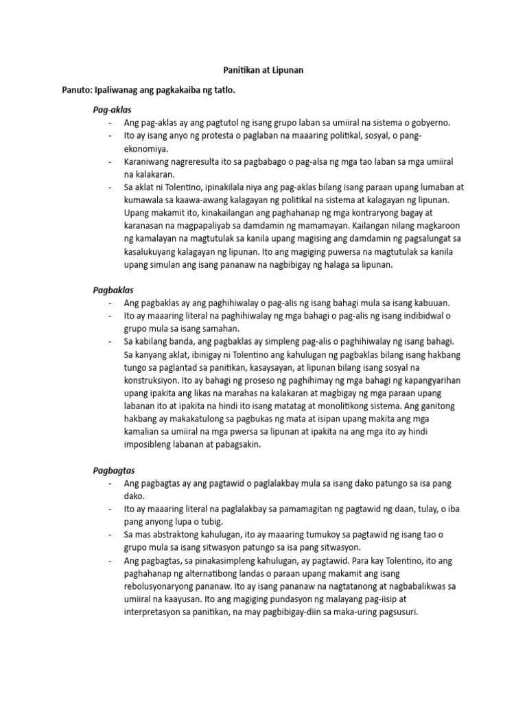 Pag Aklas Pagbagklas at Pagbagtas | PDF