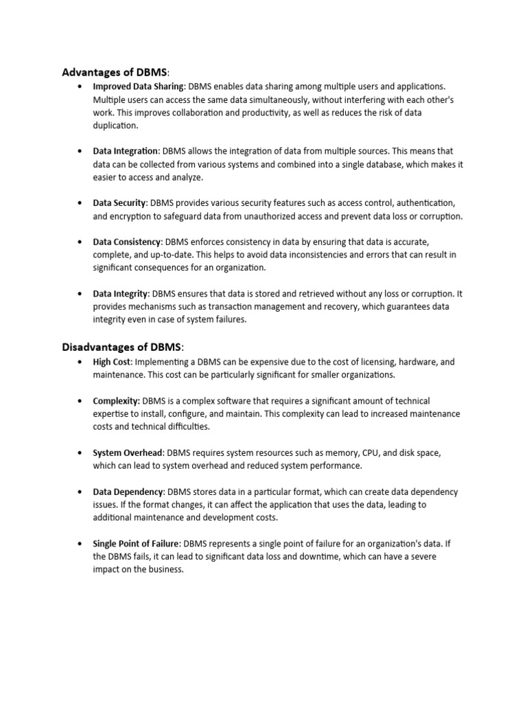 Key and Advantages of DBMS | PDF | Databases | Cybernetics