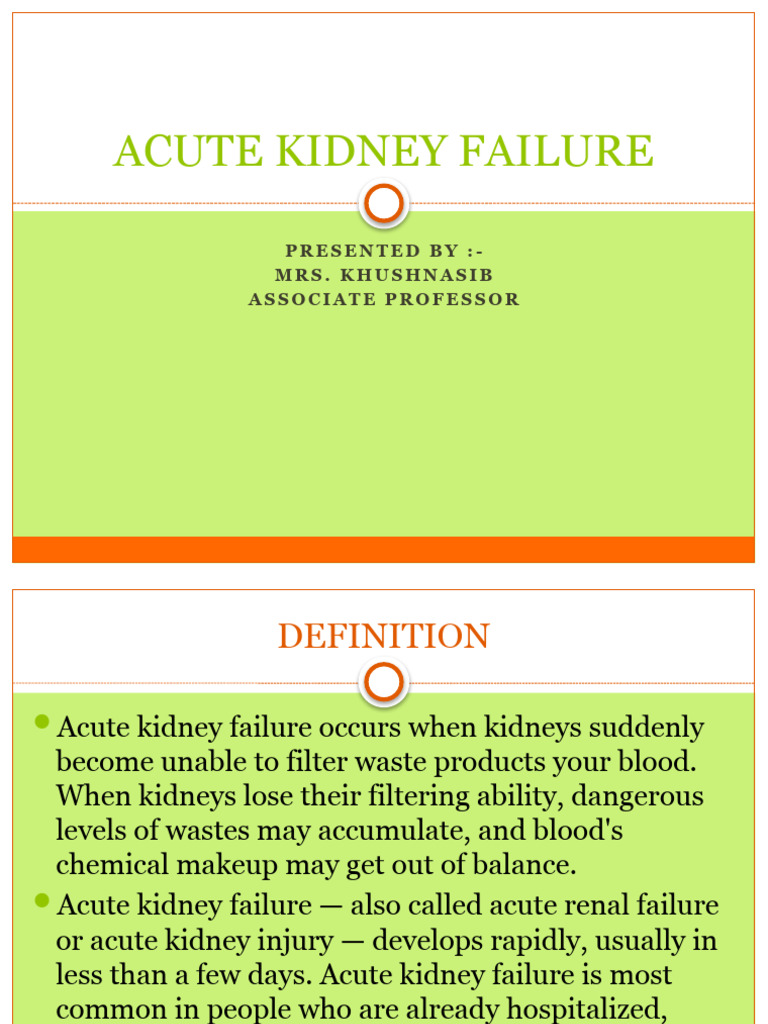 Acute Renal Failure | PDF | Kidney | Chronic Kidney Disease