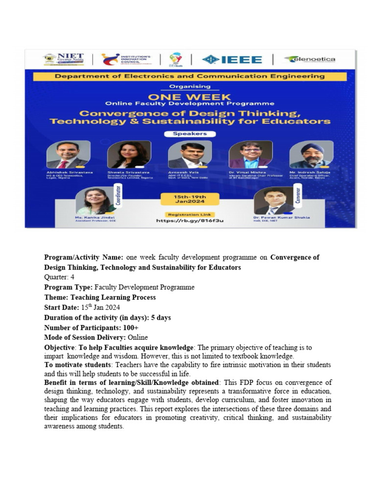 FDP Report | PDF | Learning | Methodology