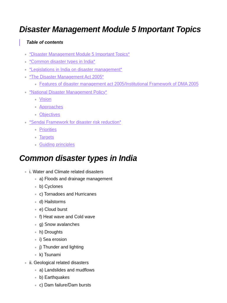 Disaster Management Module 5 Important Topics | PDF | Natural Disasters ...