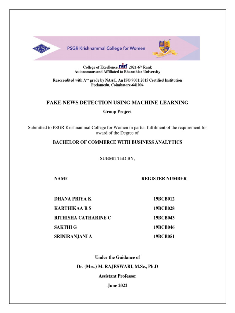 Team 1 - Final Document | Download Free PDF | Support Vector Machine | Machine Learning