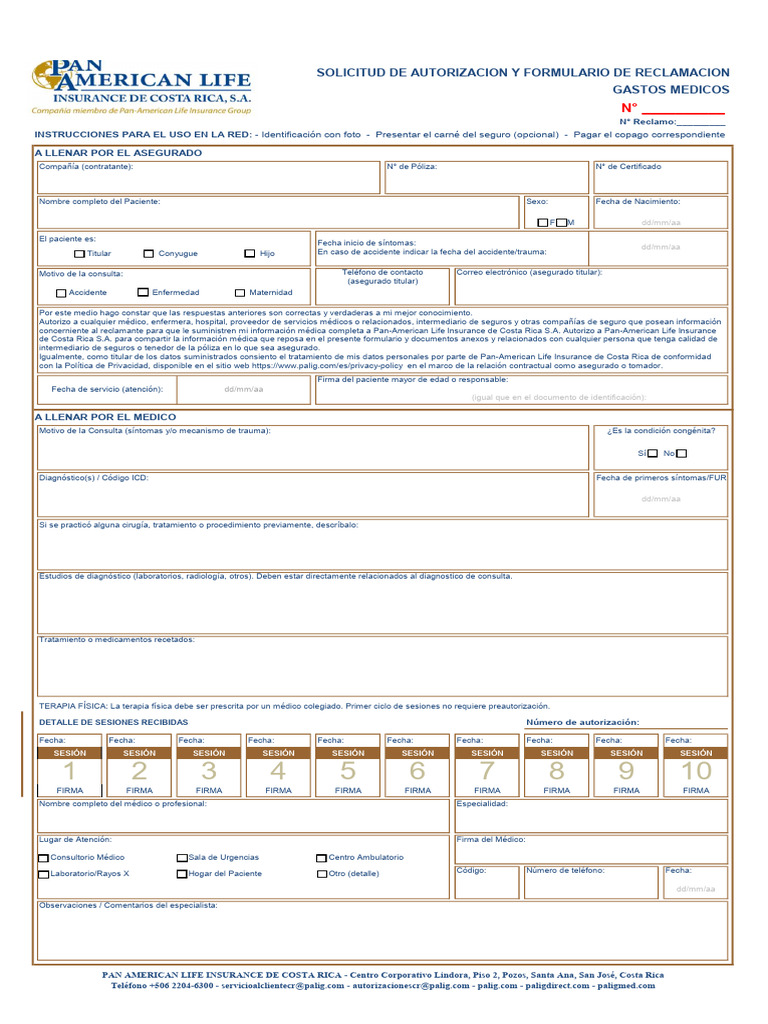 New Palig Pre Authorizatiion Claim Form CR | PDF | Ciencias de la Salud | Especialidades Medicas