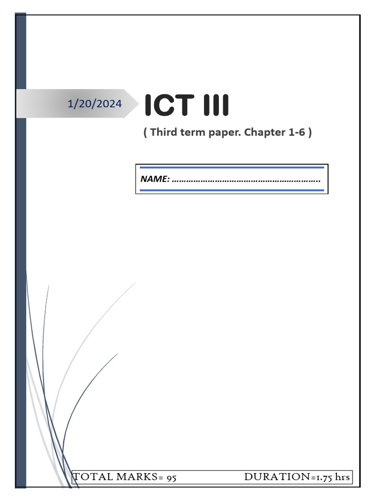 Grade 06 - 3rd ICT Paper (Chap 1-6) | PDF | Area | Algorithms