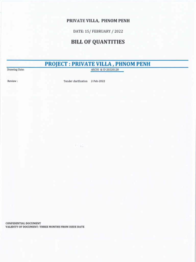 01-PRIVATE VILLA-ST-AR-MEP-Tender-BoQ-20220215 | PDF