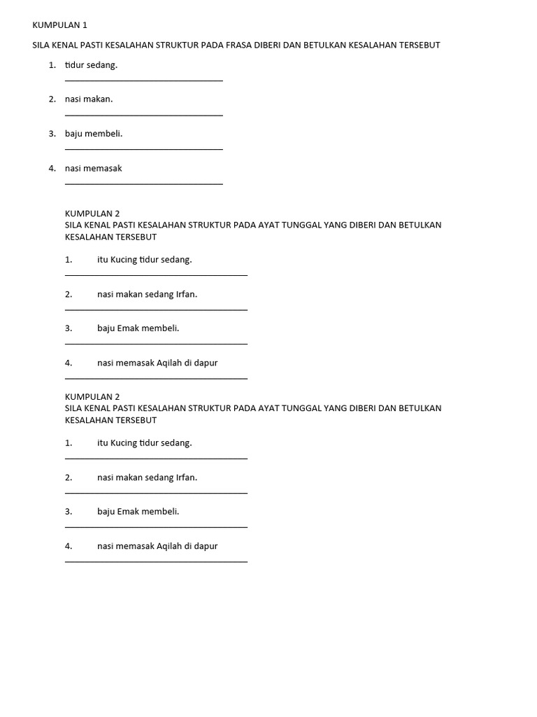 BM TH 2 Mengedit Struktur Ayat | PDF