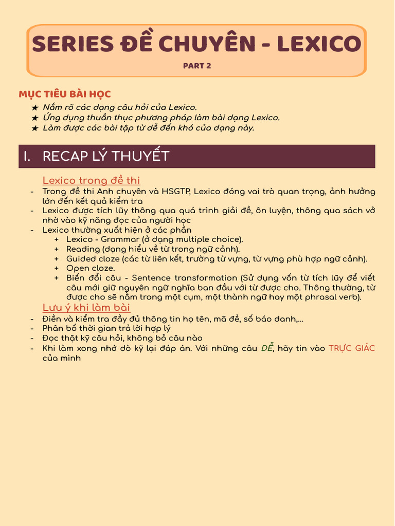 (2SG GEN 4) SERIES ĐỀ CHUYÊN LEXICO | PDF