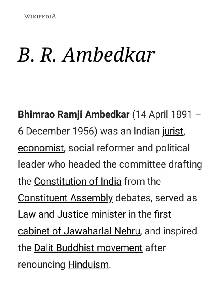 B. R. Ambedkar - Wikipedia | PDF | Dalit | Communism