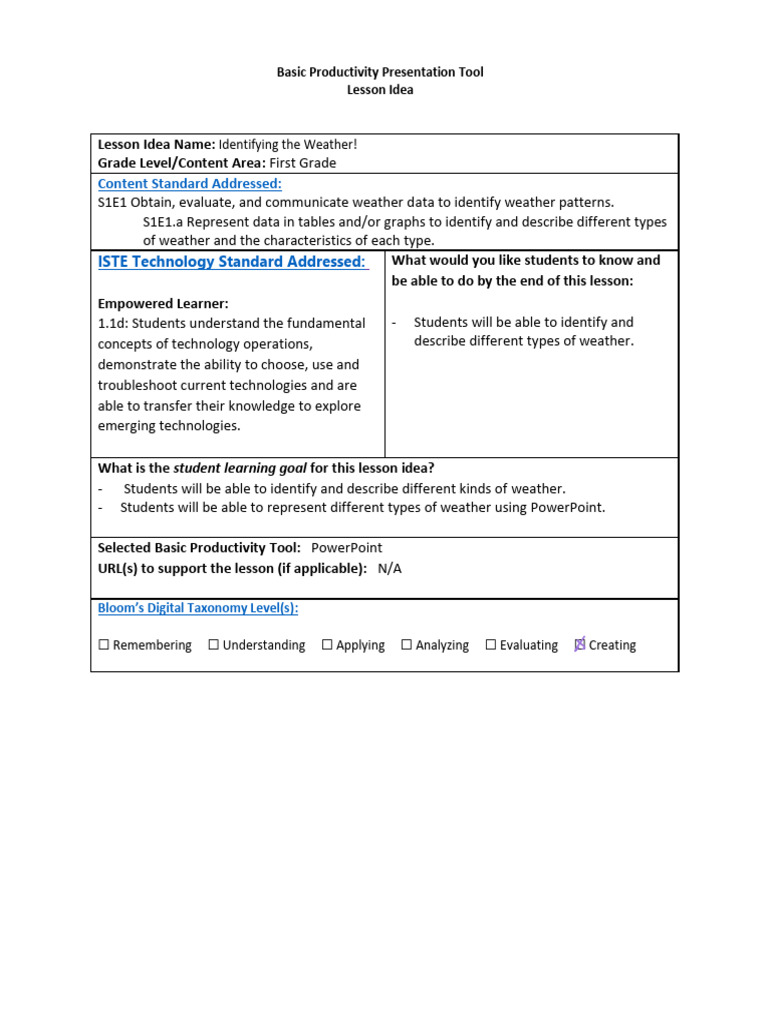 BPT Lesson Idea Weebly PDF | PDF | Learning | Microsoft Power Point