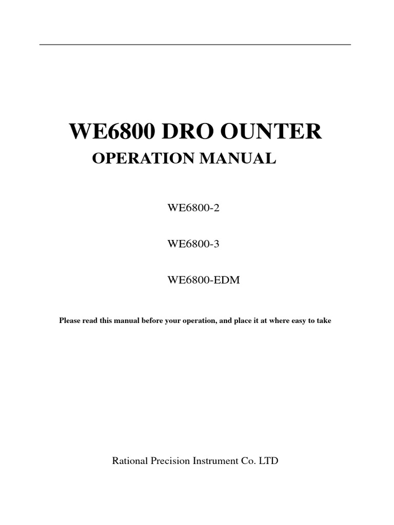 DRO - Rational WE6800 | PDF | Cartesian Coordinate System | Linearity