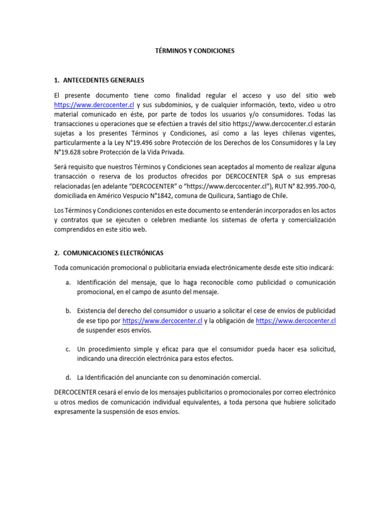 Terminos y Condiciones | PDF | Publicidad | Propiedad intelectual