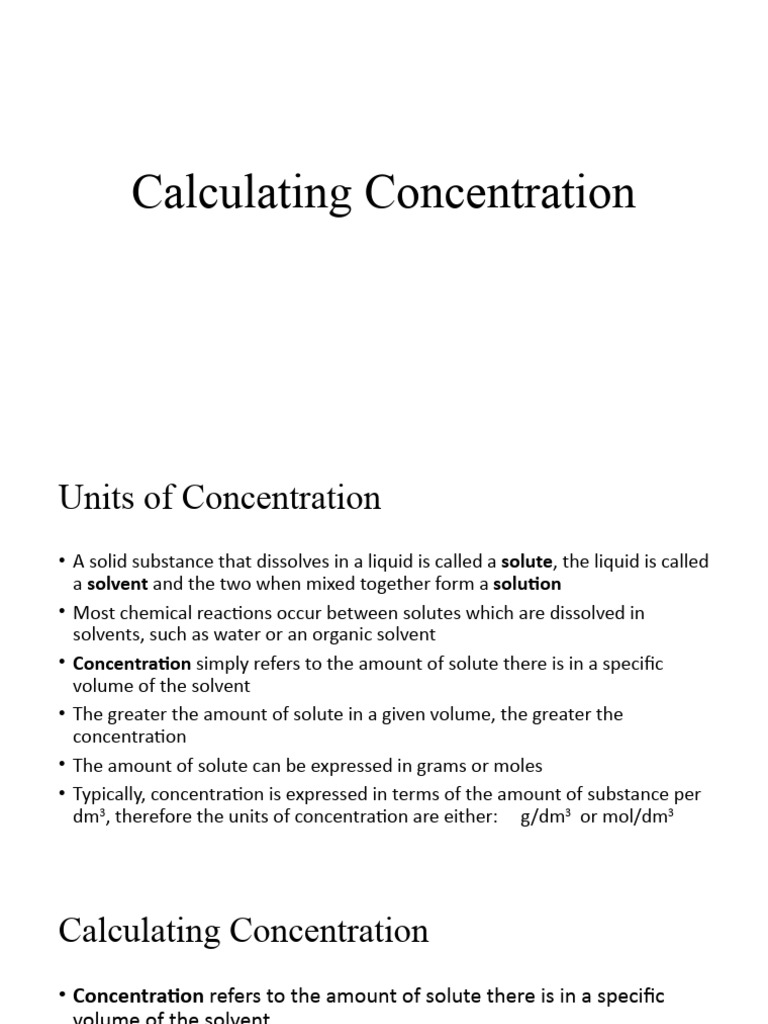 Calculating Concentration | PDF | Mole (Unit) | Concentration