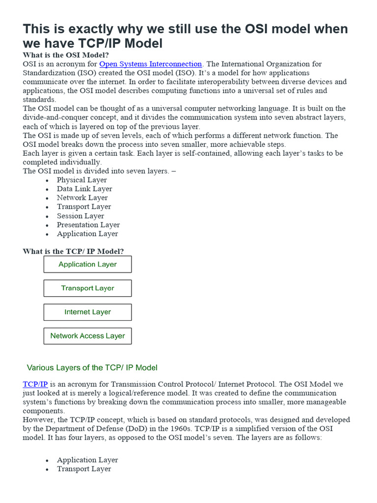 This Is Exactly Why We Still Use The OSI Model When We Have TCP 17.01. ... This Is Exactly Why We Still Use The OSI Model When We Have TCP 17.01. ...