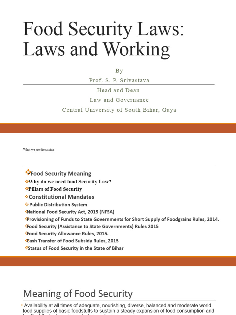 Food Security Laws and NFSA Overview | PDF | Food Security | Economies