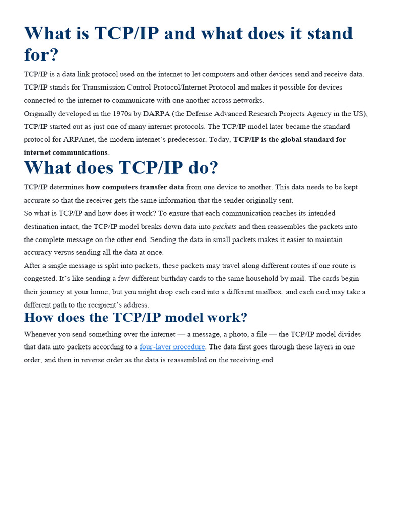 What Is TCP (03.01.2024) | PDF | Internet Protocols | Internet Protocol Suite