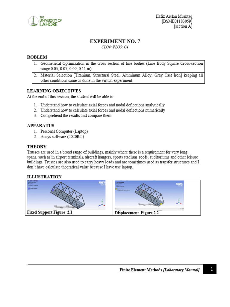 Assignment 07 Experiment | PDF | Deformation (Engineering) | Cartesian ...