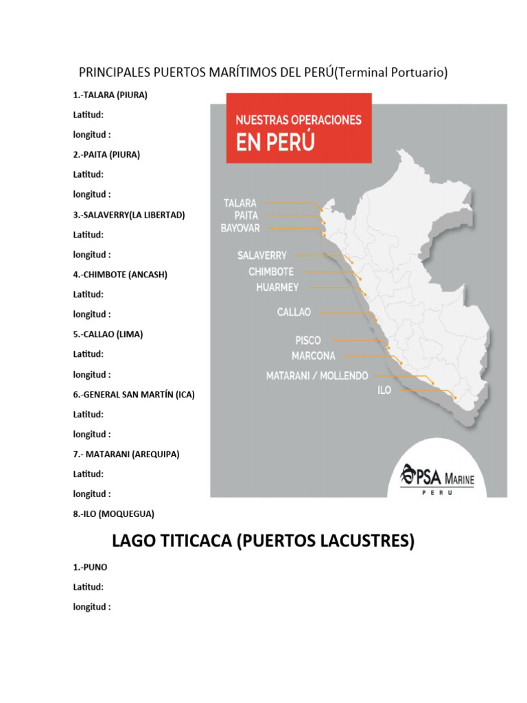 Principales Puertos Marítimos Del Perú | Descargar gratis PDF | Perú ...