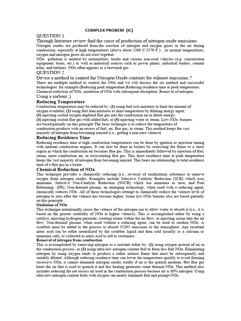 Complex Probem Ic Pdf N Ox Combustion 1757