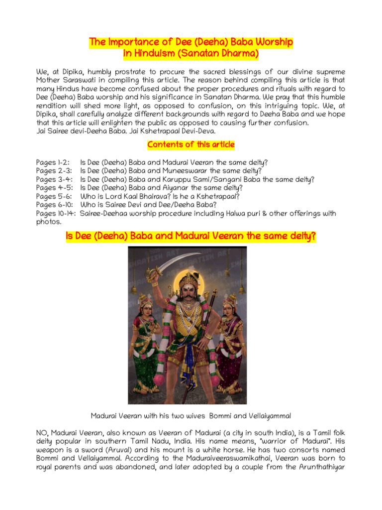 The Importance of Dee Baba Worship in Hinduism Sanatan Dharma 1 | PDF ...