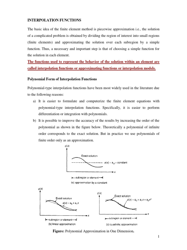 Structural Analysis Fem Lecture 3 Interpolation Functions Pdf Finite Element Method