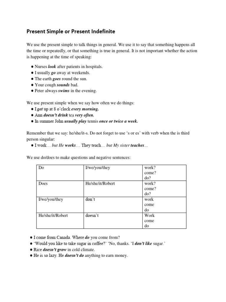 Present Simple | PDF