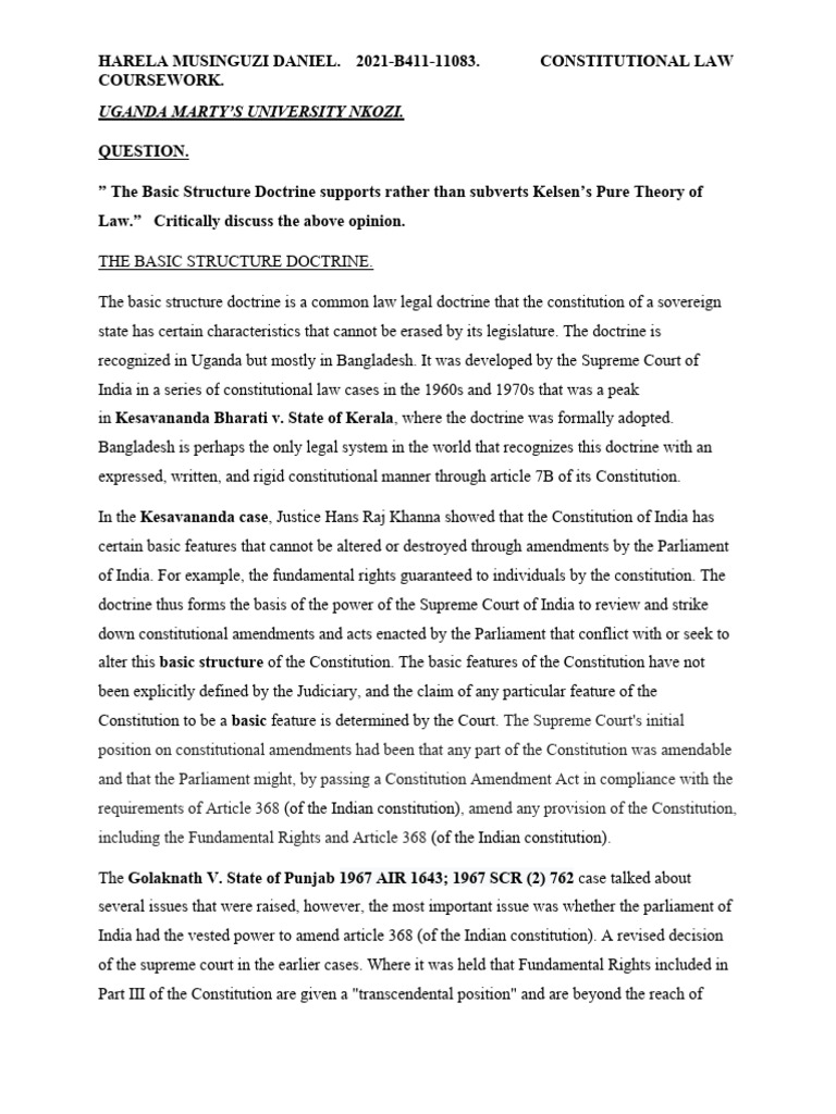 Basic Structure Doctrine and Kelsen's Theory | PDF | Government ...