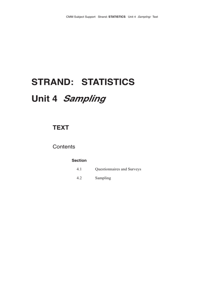 Unit4 Sampling | Download Free PDF | Sampling (Statistics) | Survey Methodology