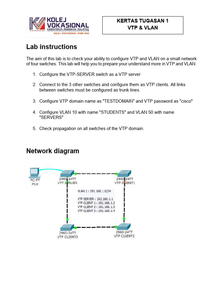 Tugasan VTP & VLAN | PDF | Networking Standards | Data Transmission