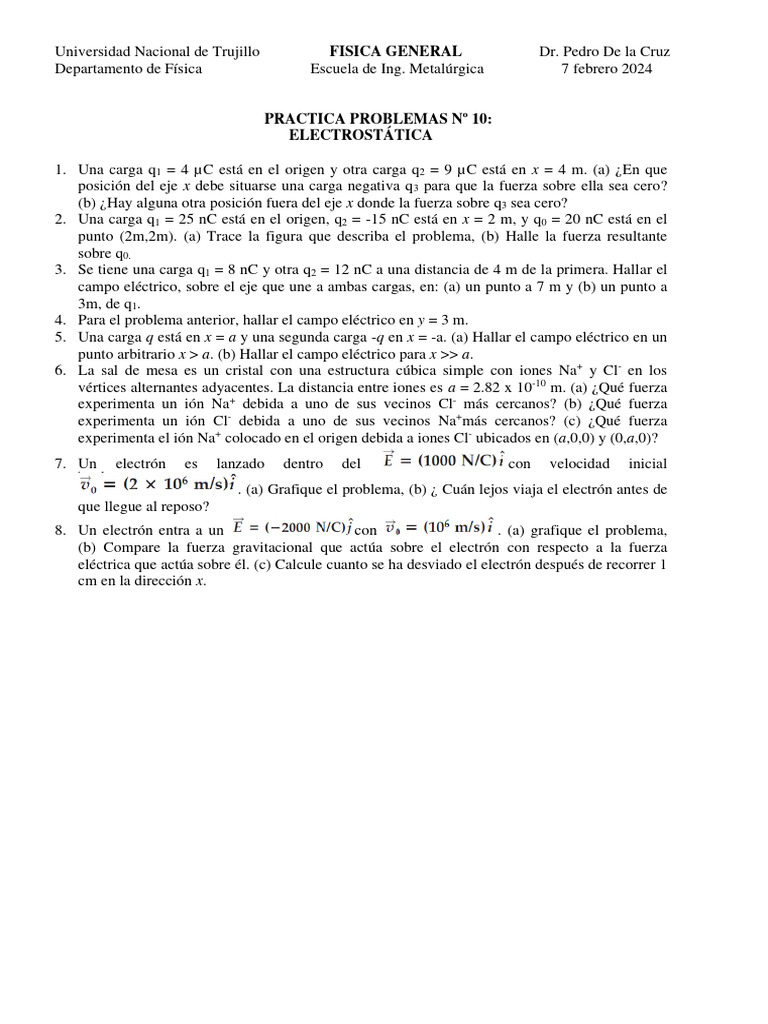 10 - III Met Probl 10 Electrostatica - 2020 II - Al - OK | PDF | Métodos y materiales de ...