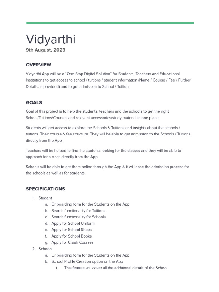 Project Proposal - Vidyarthi | Download Free PDF | Login | Mobile App